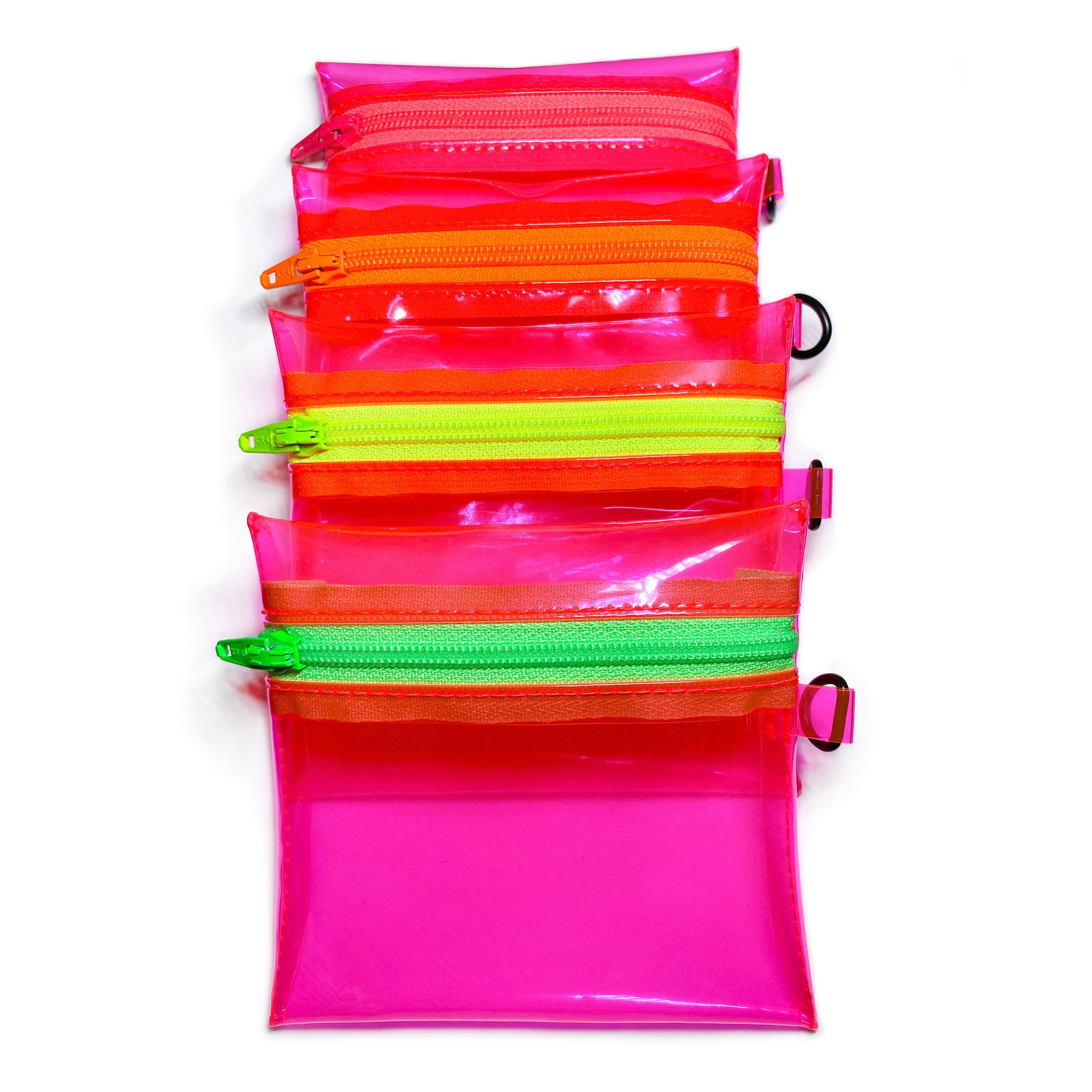 Transparent Neon Hot Pink Coin Pouch optional mini carabiner – NEON SOL