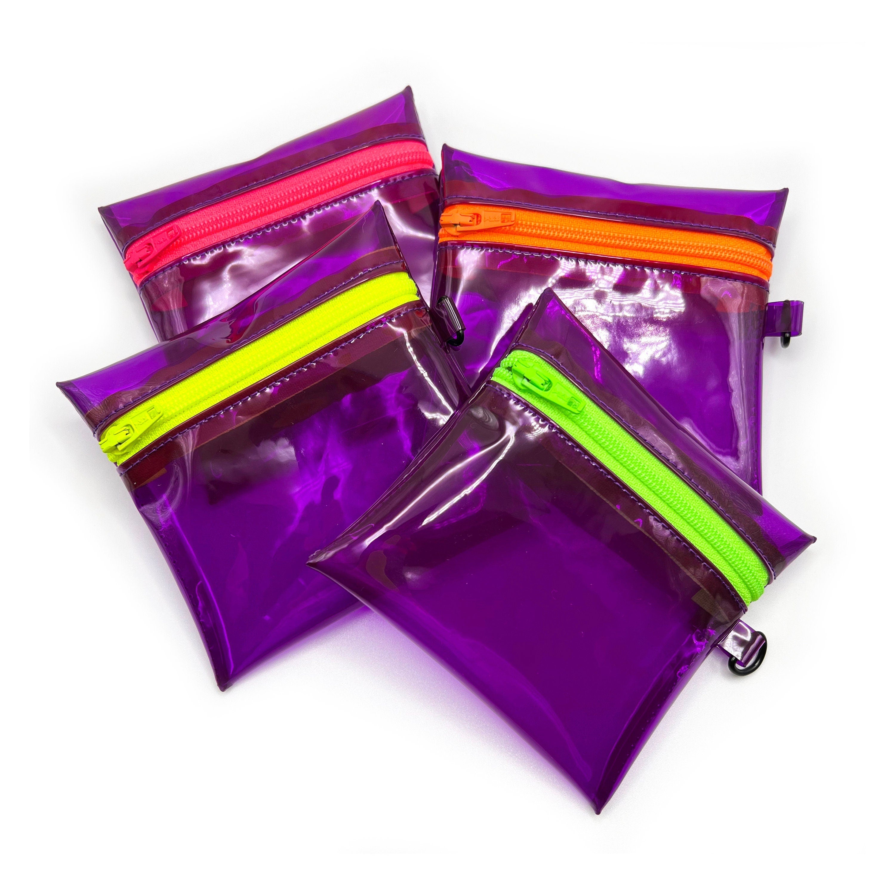 Transparent Ultraviolet Purple Coin Pouch optional mini carabiner ...